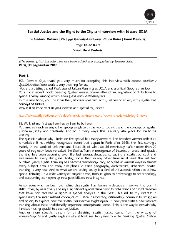 (PDF) Spatial Justice and the Right to the City