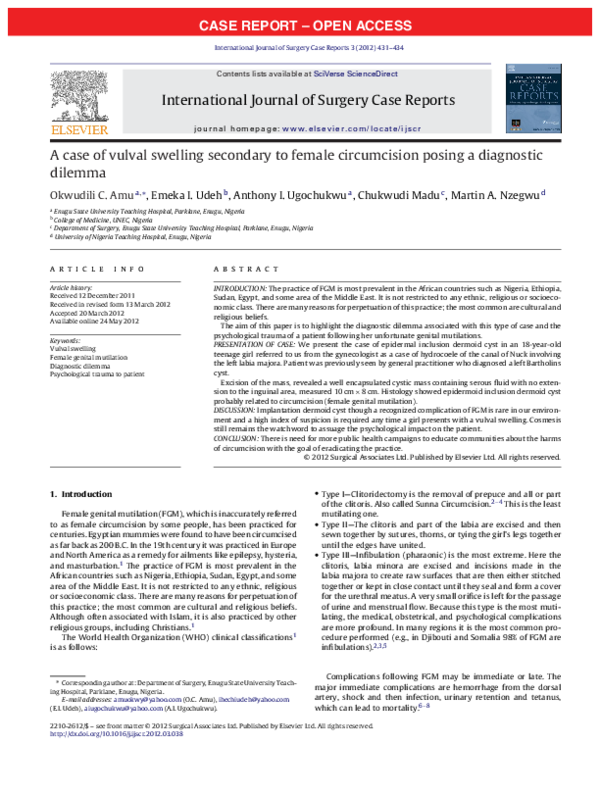 (PDF) A case of vulval swelling secondary to female circumcision posing ...