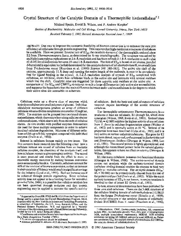 (PDF) Crystal structure of the catalytic domain of a thermophilic ...
