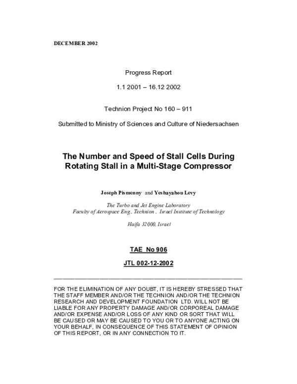 (PDF) The Number and Speed of Stall Cells During Rotating Stall
