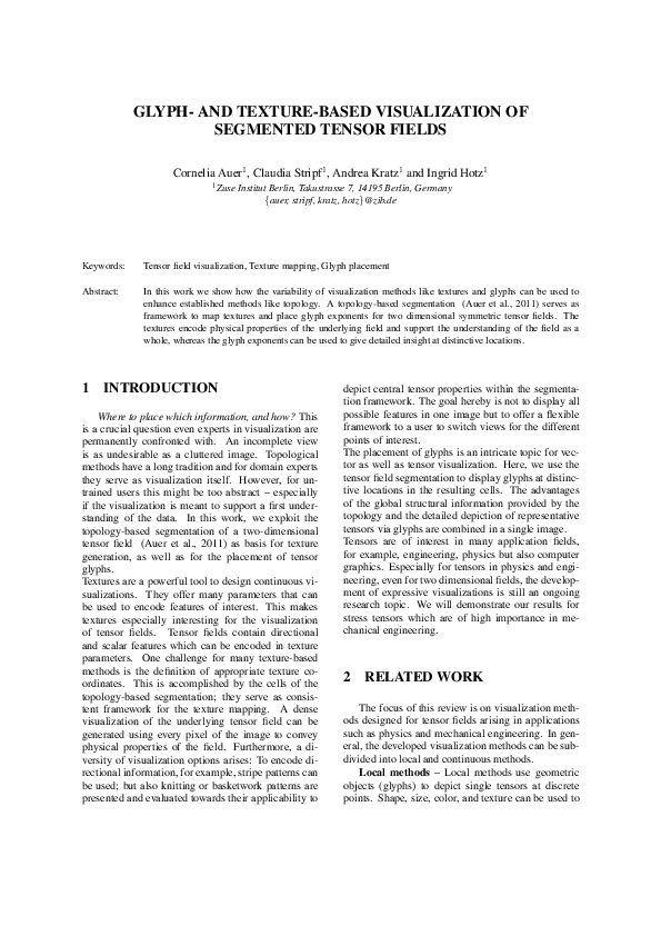 Pdf Glyph And Texture Based Visualization Of Segmented Tensor Fields 