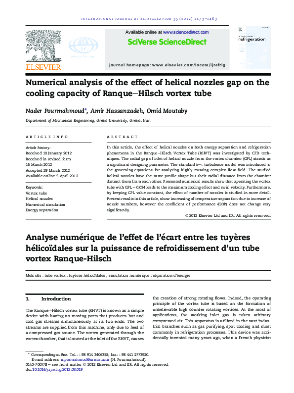 (PDF) Numerical analysis of the effect of helical nozzles gap on the ...