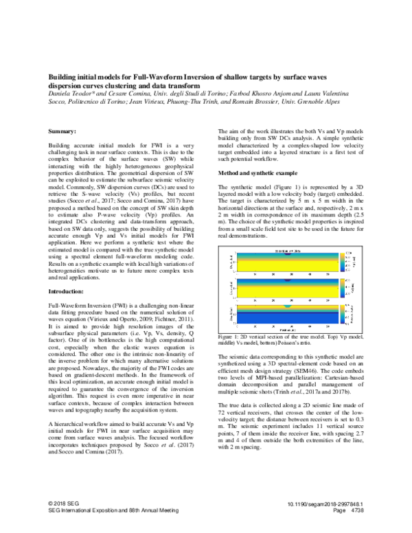 (PDF) Building initial models for full-waveform Inversion of shallow ...