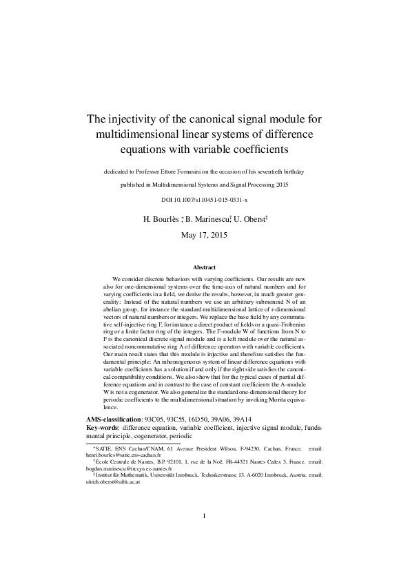 (PDF) The injectivity of the canonical signal module for ...