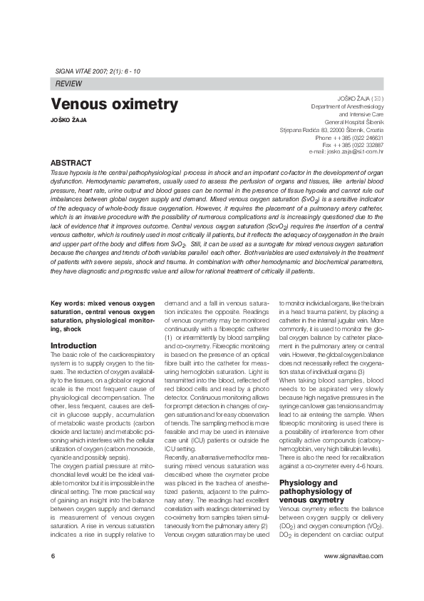 (PDF) Venous oximetry