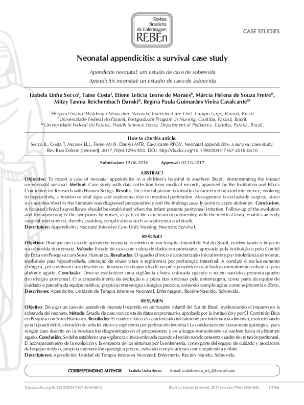 (PDF) Neonatal appendicitis: a survival case study