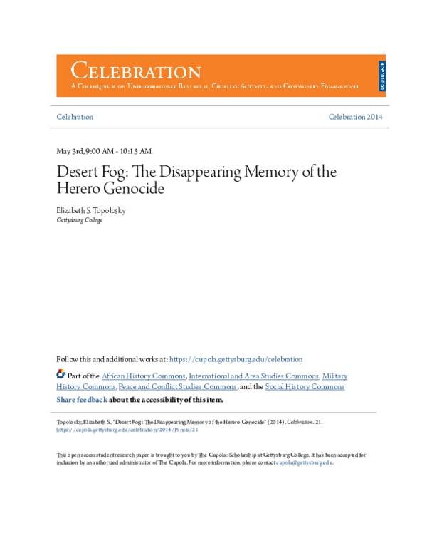 (PDF) Desert Fog: The Disappearing Memory of the Herero Genocide