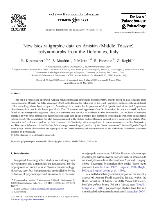 (PDF) New biostratigraphic data on Anisian (Middle Triassic ...