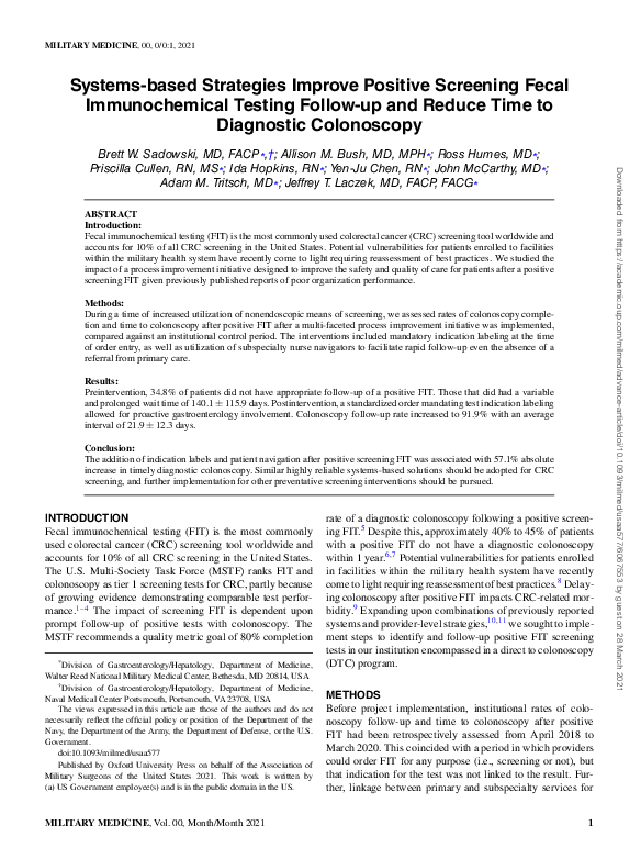 (PDF) Systems-based Strategies Improve Positive Screening Fecal ...