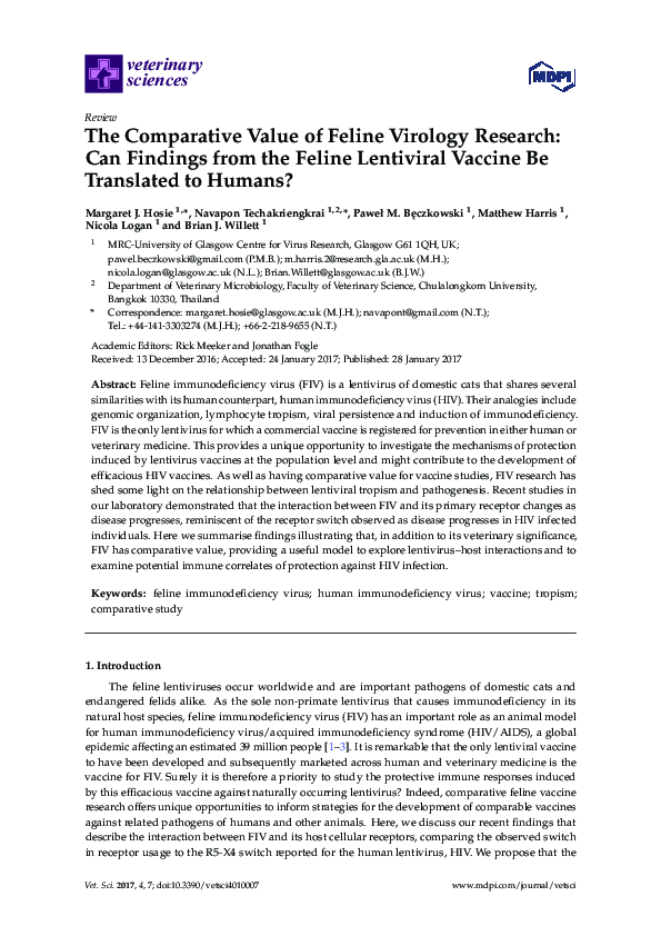 (PDF) The Comparative Value of Feline Virology Research: Can Findings ...
