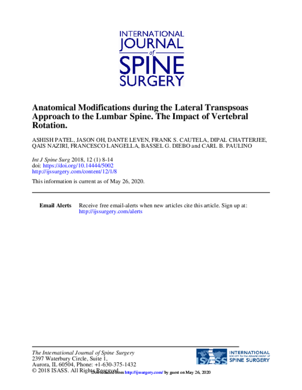 (PDF) Anatomical Modifications during the Lateral Transpsoas Approach ...