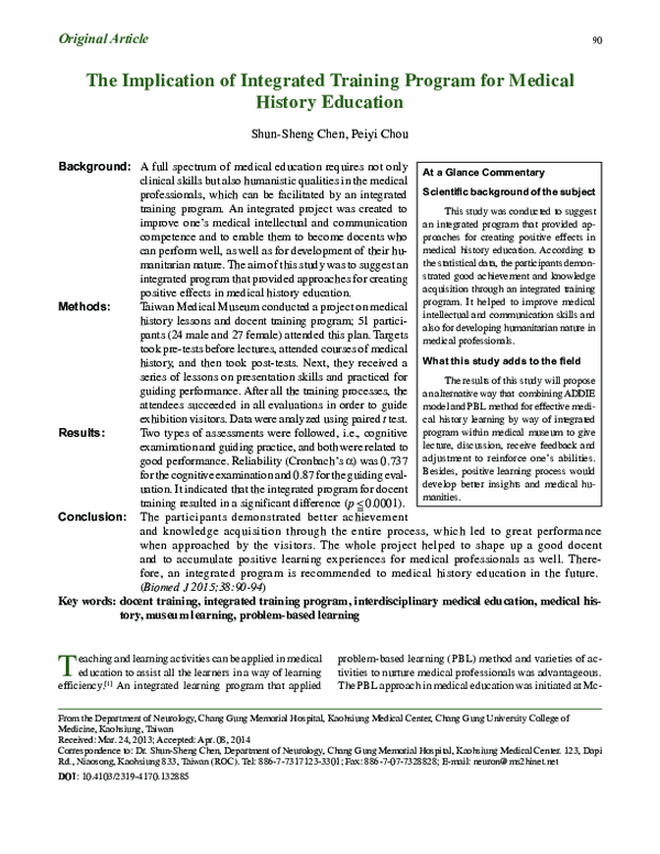 (PDF) The implication of integrated training program for medical ...