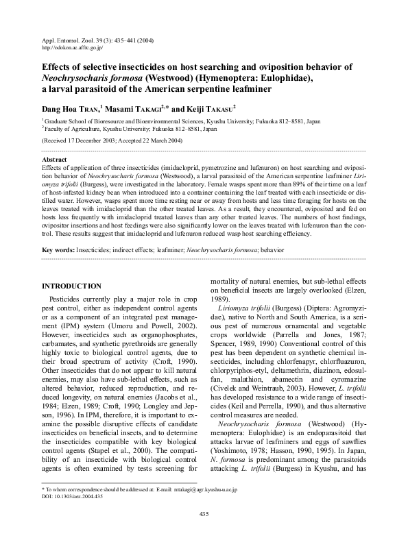 (PDF) Effects of selective insecticides on host searching and ...