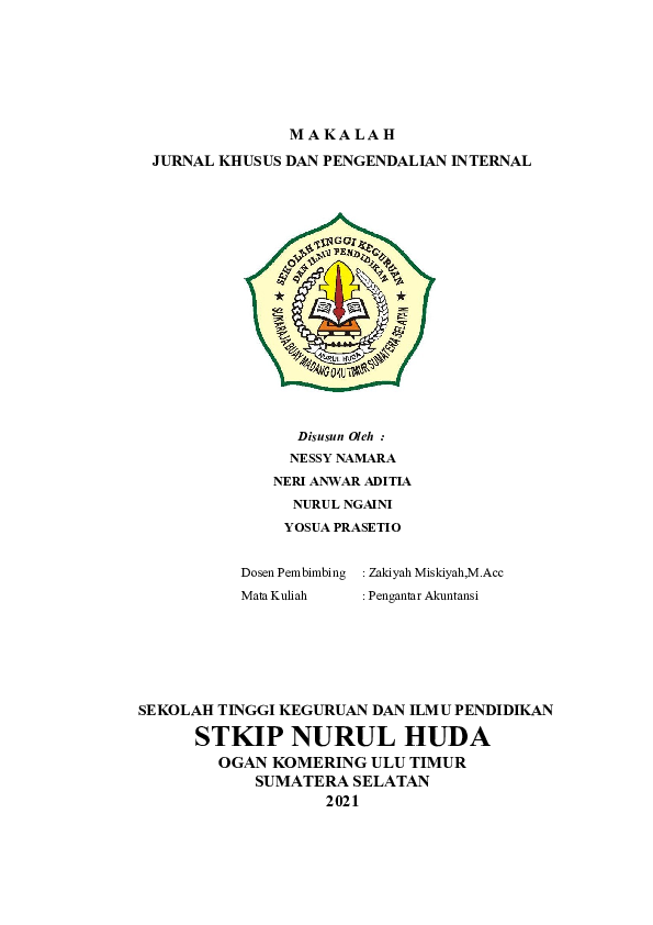 (DOC) MAKALAH JURNAL KHUSUS DAN PENGENDALIAN INTERNAL