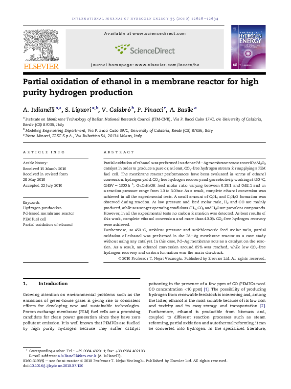 (PDF) Partial oxidation of ethanol in a membrane reactor for high ...
