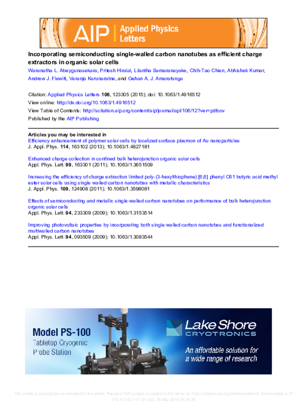 (PDF) Incorporating semiconducting single-walled carbon nanotubes as ...