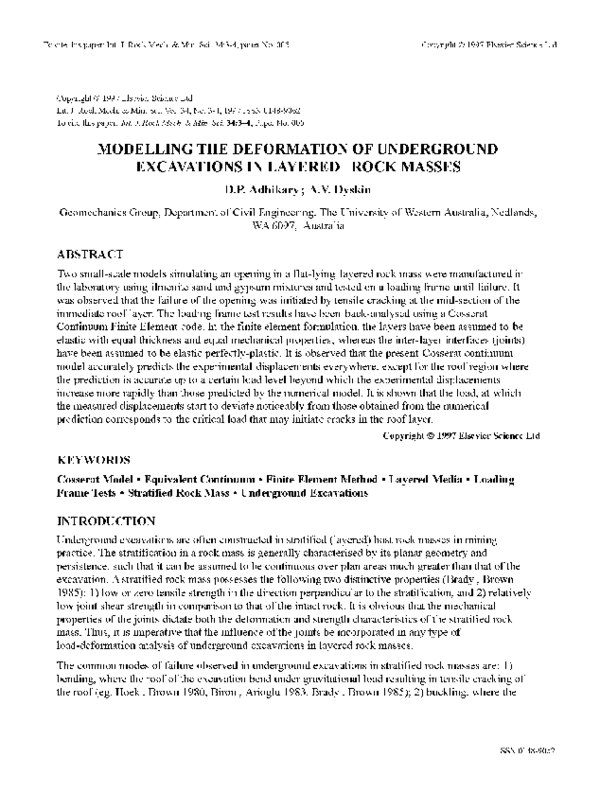 (PDF) Modelling the deformation of underground excavations in layered ...