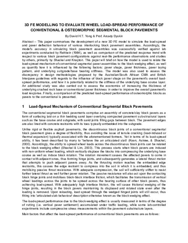 (PDF) 3D Fe Modelling to Evaluate Wheel Load-Spread Performance of ...