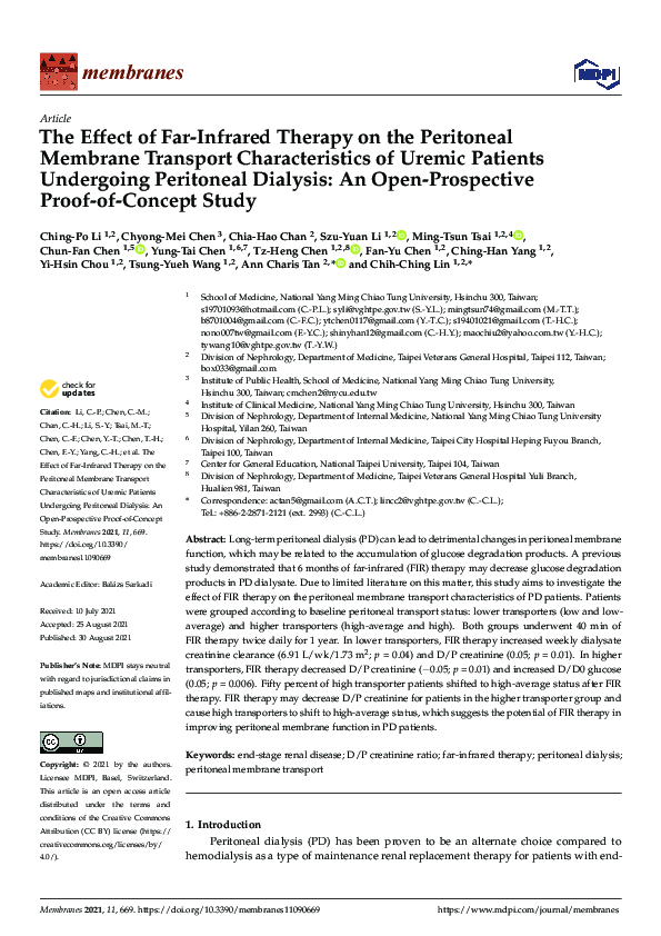 (PDF) The Effect of Far-Infrared Therapy on the Peritoneal Membrane ...