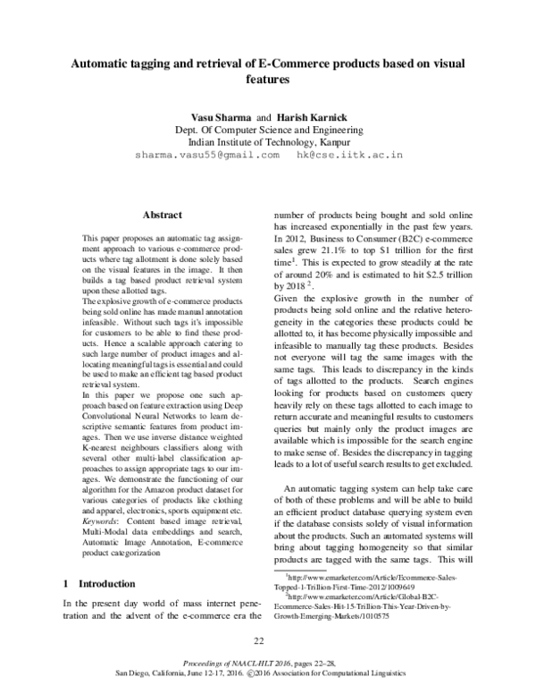 (PDF) Automatic tagging and retrieval of E-Commerce products based on ...