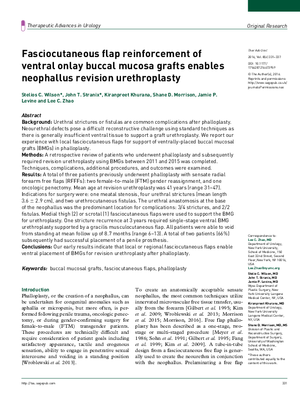 (PDF) Fasciocutaneous flap reinforcement of ventral onlay buccal mucosa ...