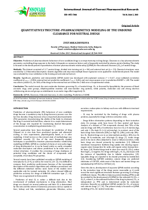 (PDF) Quantitative Structure–Pharmacokinetics Modeling of the Unbound ...