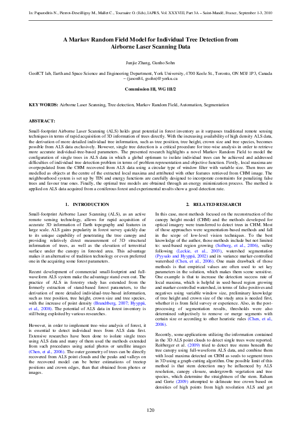 Pdf A Markov Random Field Model For Individual Tree Detection From Airborne Laser Scanning Data