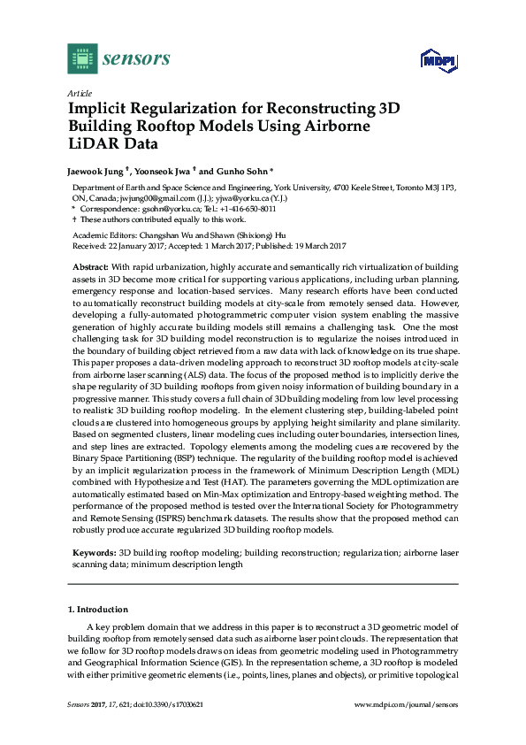 Pdf Implicit Regularization For Reconstructing 3d Building Rooftop Models Using Airborne Lidar