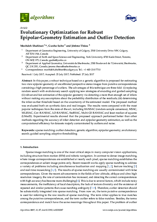(PDF) Evolutionary Optimization for Robust Epipolar-Geometry Estimation ...