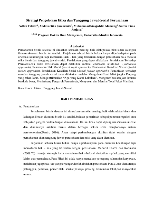 (PDF) Strategi Pengelolaan Etika dan Tanggung Jawab Sosial Perusahaan