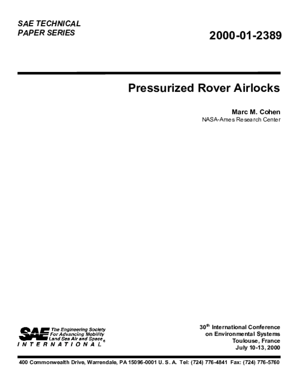 (PDF) Pressurized Rover Airlocks