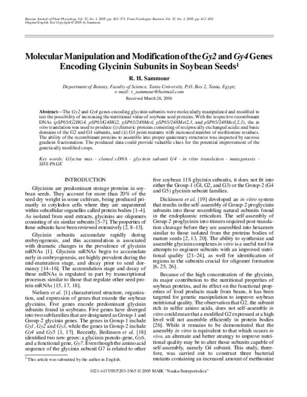 (PDF) Molecular Manipulation and Modification of the Gy2 and Gy4 Genes ...