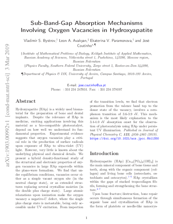 (PDF) Sub-Band-Gap Absorption Mechanisms Involving Oxygen Vacancies in ...