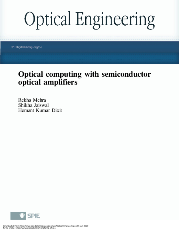 (PDF) Optical computing with semiconductor optical amplifiers
