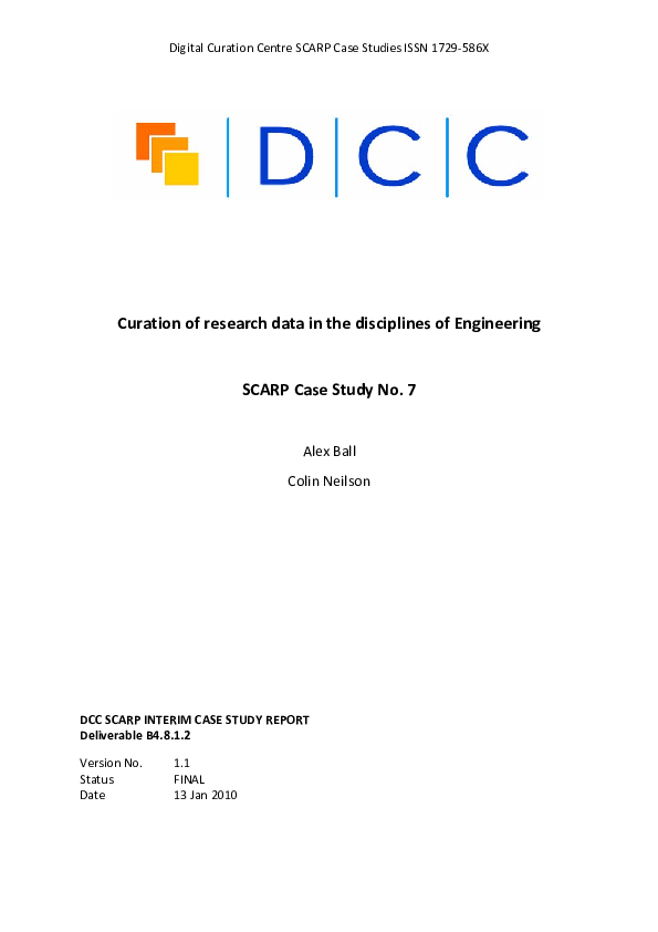 (PDF) Curation of research data in the disciplines of Engineering