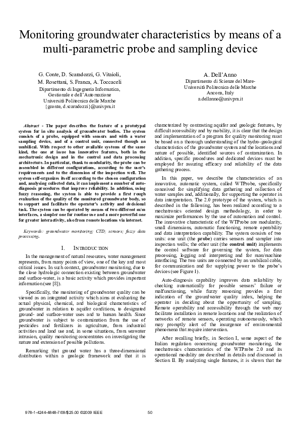 (PDF) Monitoring groundwater characteristics by means of a multi ...