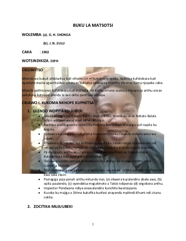 (DOC) BUKU LA MATSOTSI