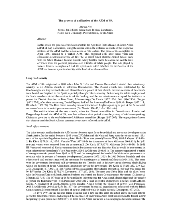 (PDF) The process of unification of the AFM of SA