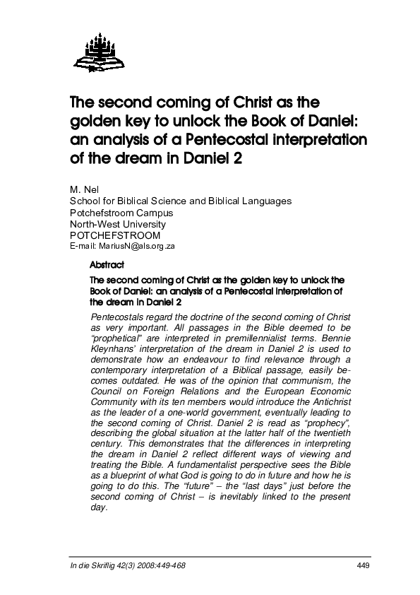 (PDF) The second coming of Christ as the golden key to unlock the Book ...