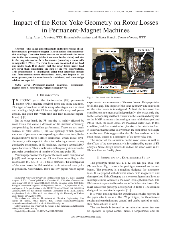 (PDF) Impact of the Rotor Yoke Geometry on Rotor Losses in Permanent ...