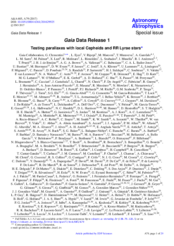 (PDF) Gaia Data Release 1