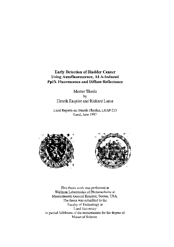 (PDF) Early Detection of Bladder Cancer Using Autofluorescence, ALA ...