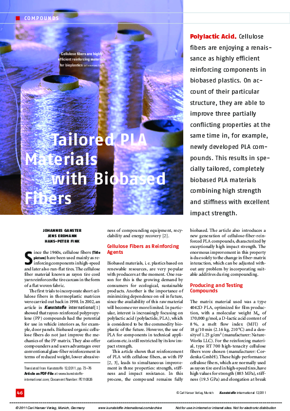 (PDF) Polylactic Acid: Tailored PLA Materials with Biobased Fibers