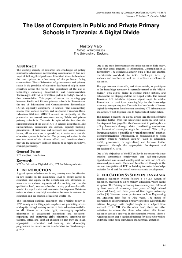 (PDF) The use of Computers in Public and Private Primary Schools in ...