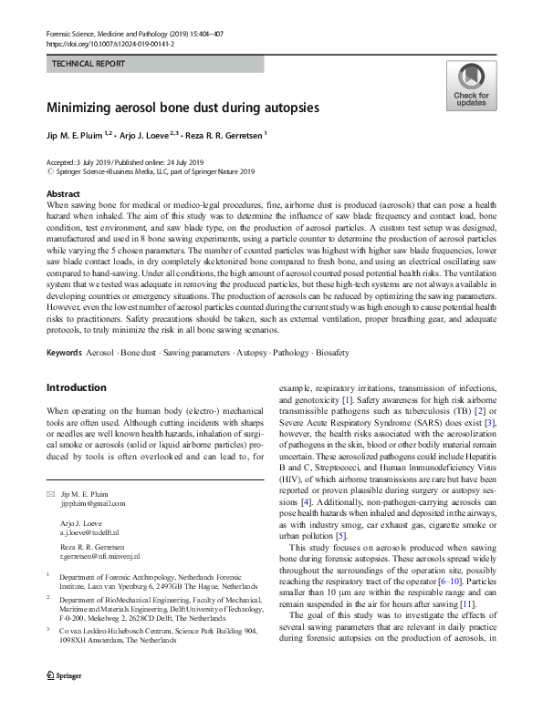 (PDF) Minimizing aerosol bone dust during autopsies