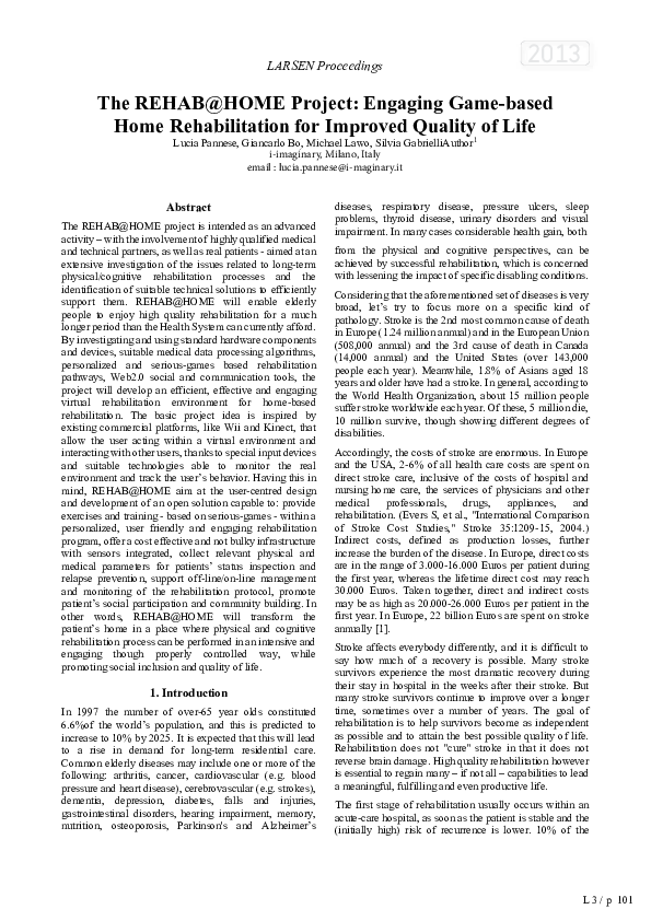 (PDF) The Rehab@Home Project: Engaging Game-based Home Rehabilitation ...