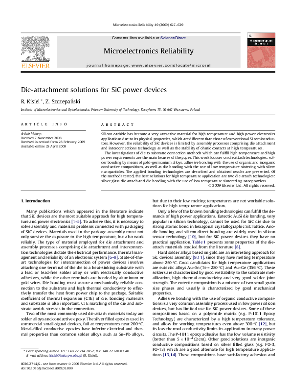 (PDF) Die-attachment solutions for SiC power devices