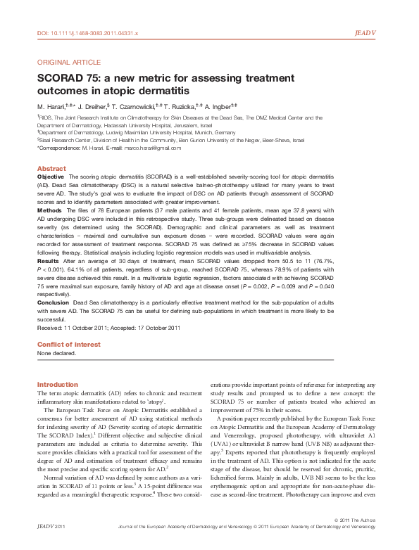 (PDF) SCORAD 75: a new metric for assessing treatment outcomes in ...