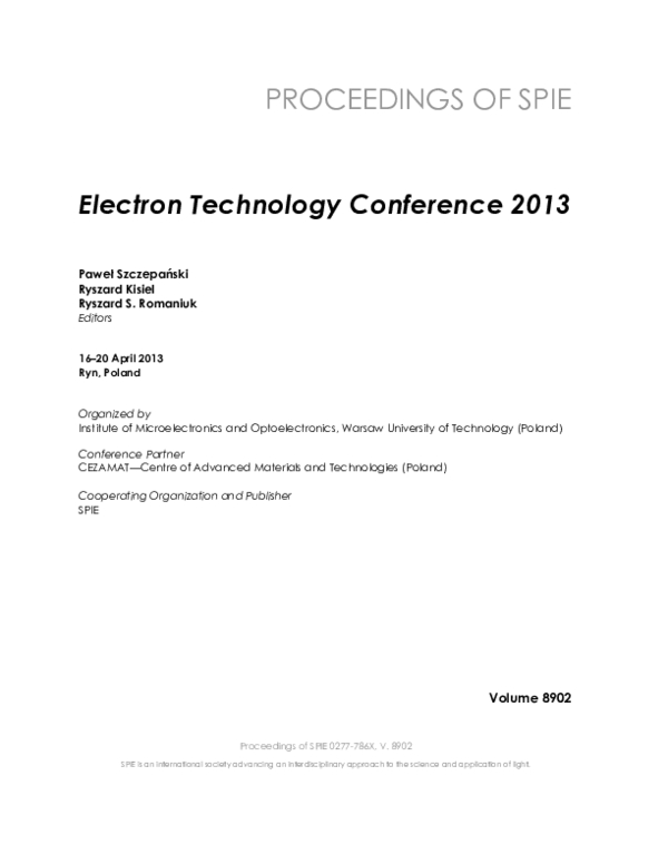 (PDF) Electron Technology Conference 2013, Proceedings of SPIE ...