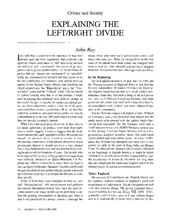 (PDF) Explaining the left/right divide